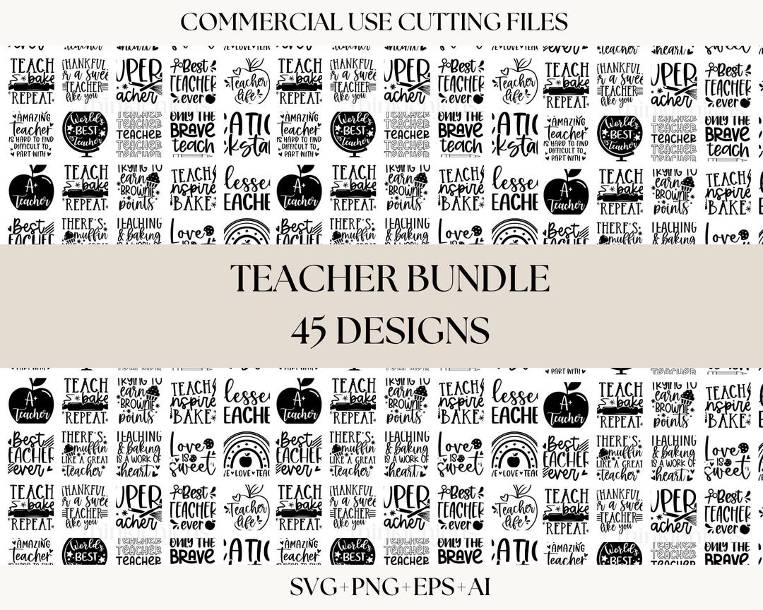 Teacher Svg, Png, Eps, Ai Bundle 45 Design Cut Files - Etsy