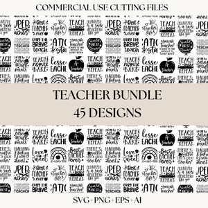 Teacher Svg, Png, Eps, Ai Bundle 45 Design Cut Files - Etsy