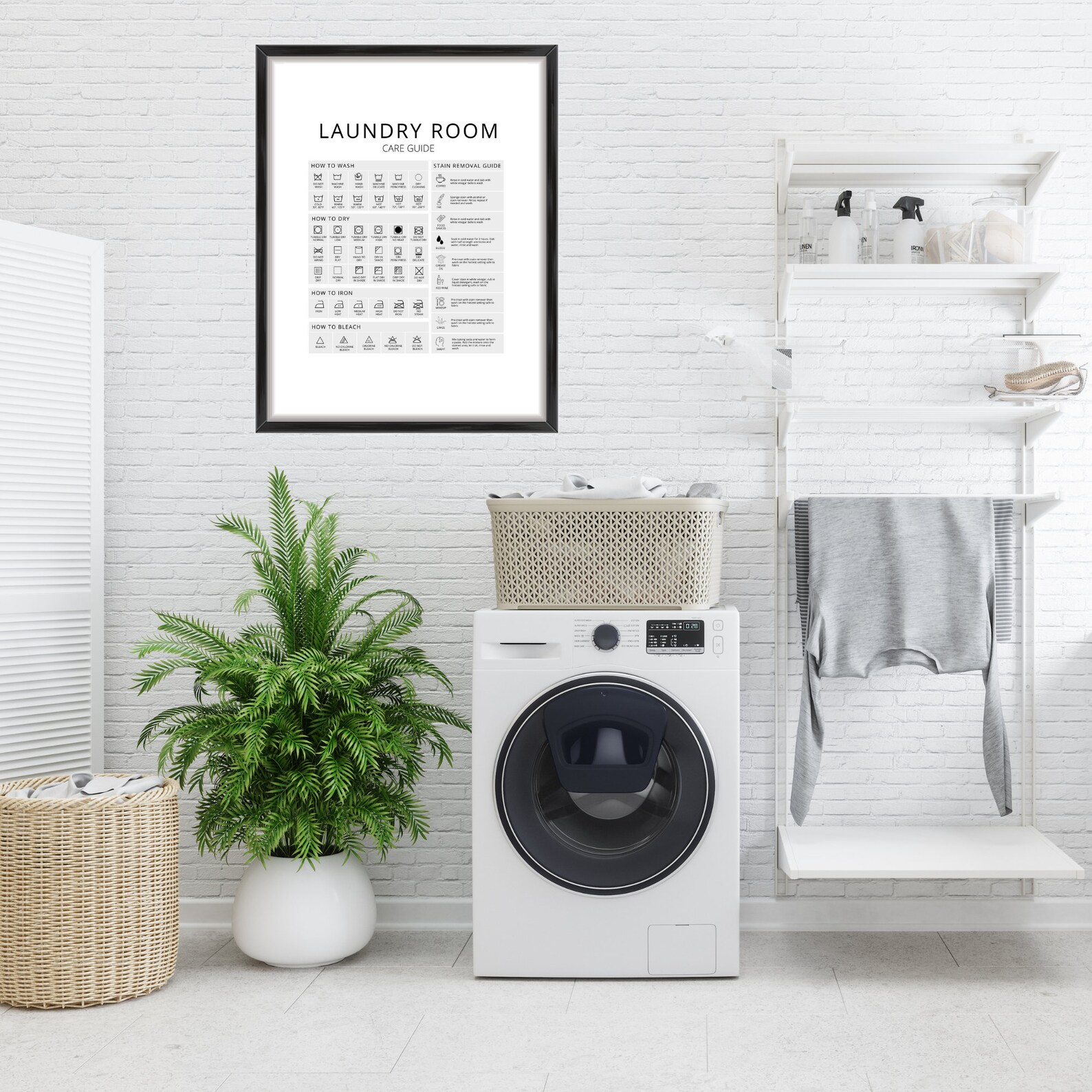 Laundry Guide Print Stain Removal Guide Laundry Symbols | Etsy