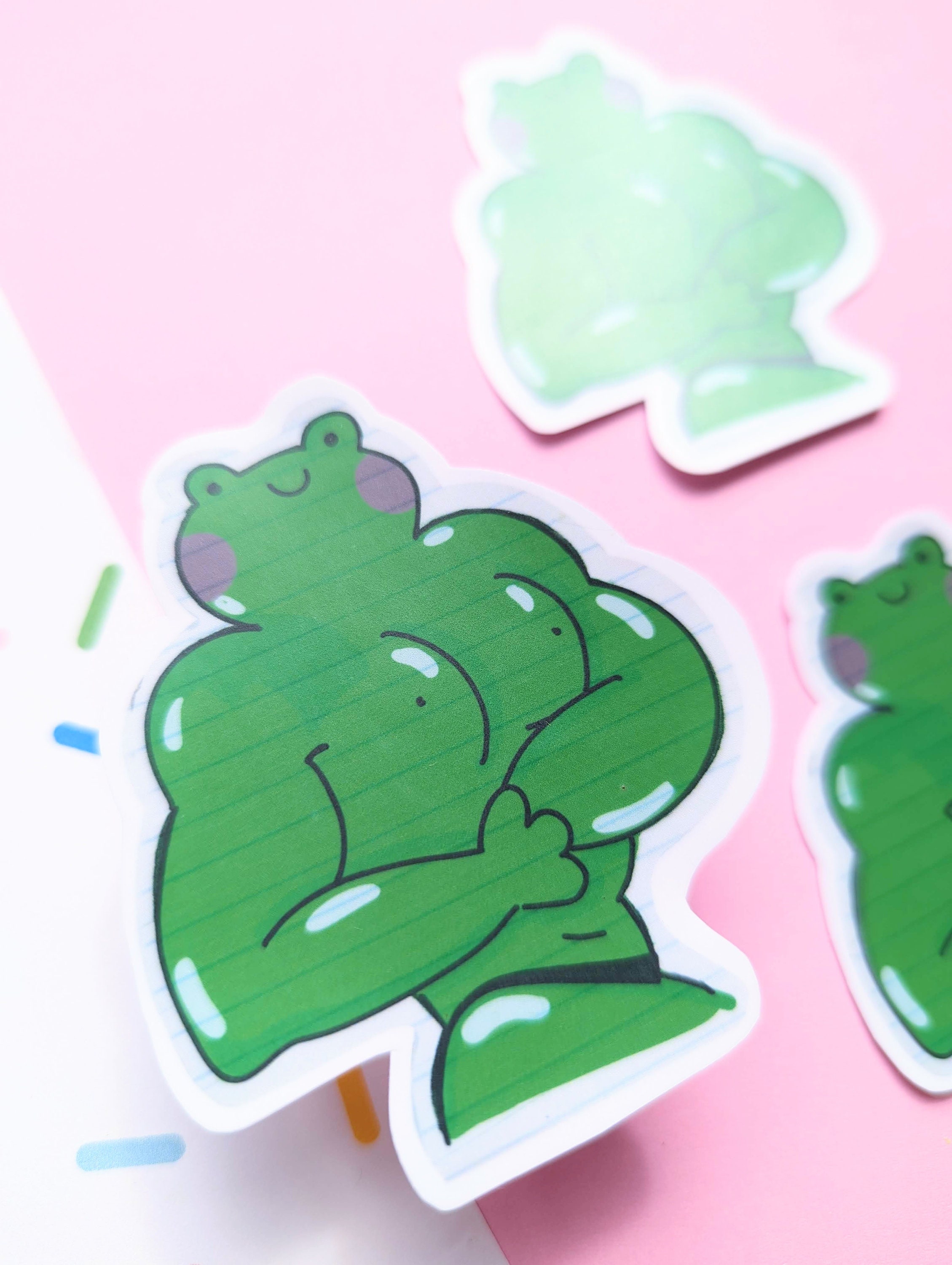 BUFF FROG STICKER / Frog Lover Sticker - Etsy