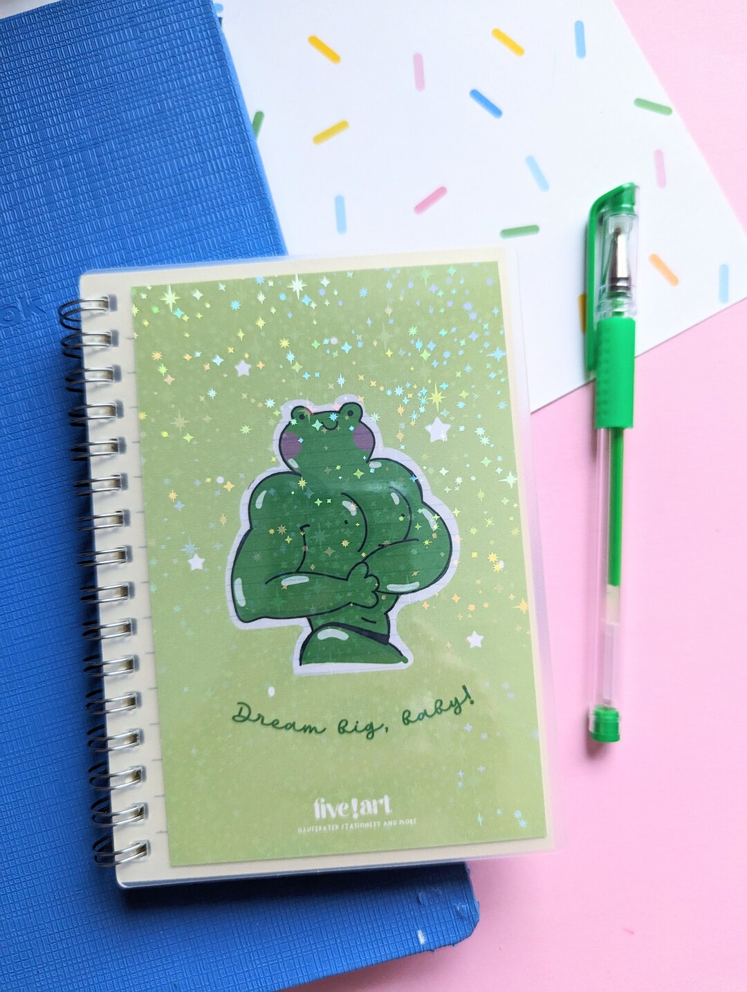BUFF FROG Mini NOTEBOOK A6 Holographic Cover, Spiral Notebook To-do ...