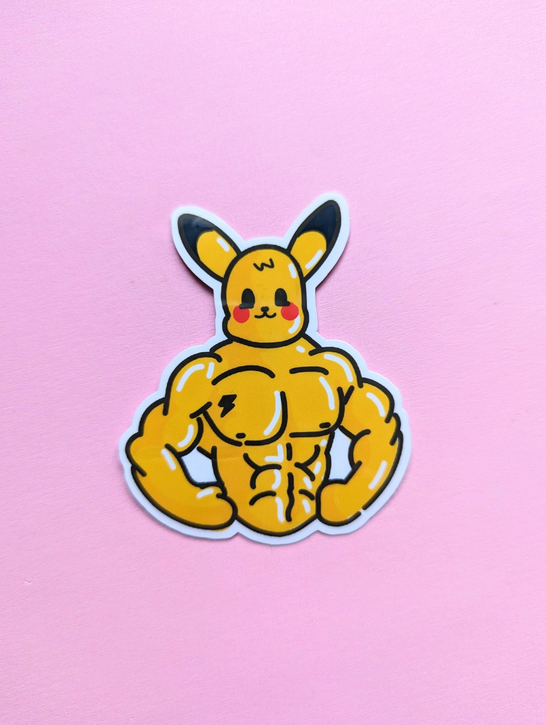 BUFF PIKA CHU Sticker/ Muscle Pikachu Lover Sticker - Etsy