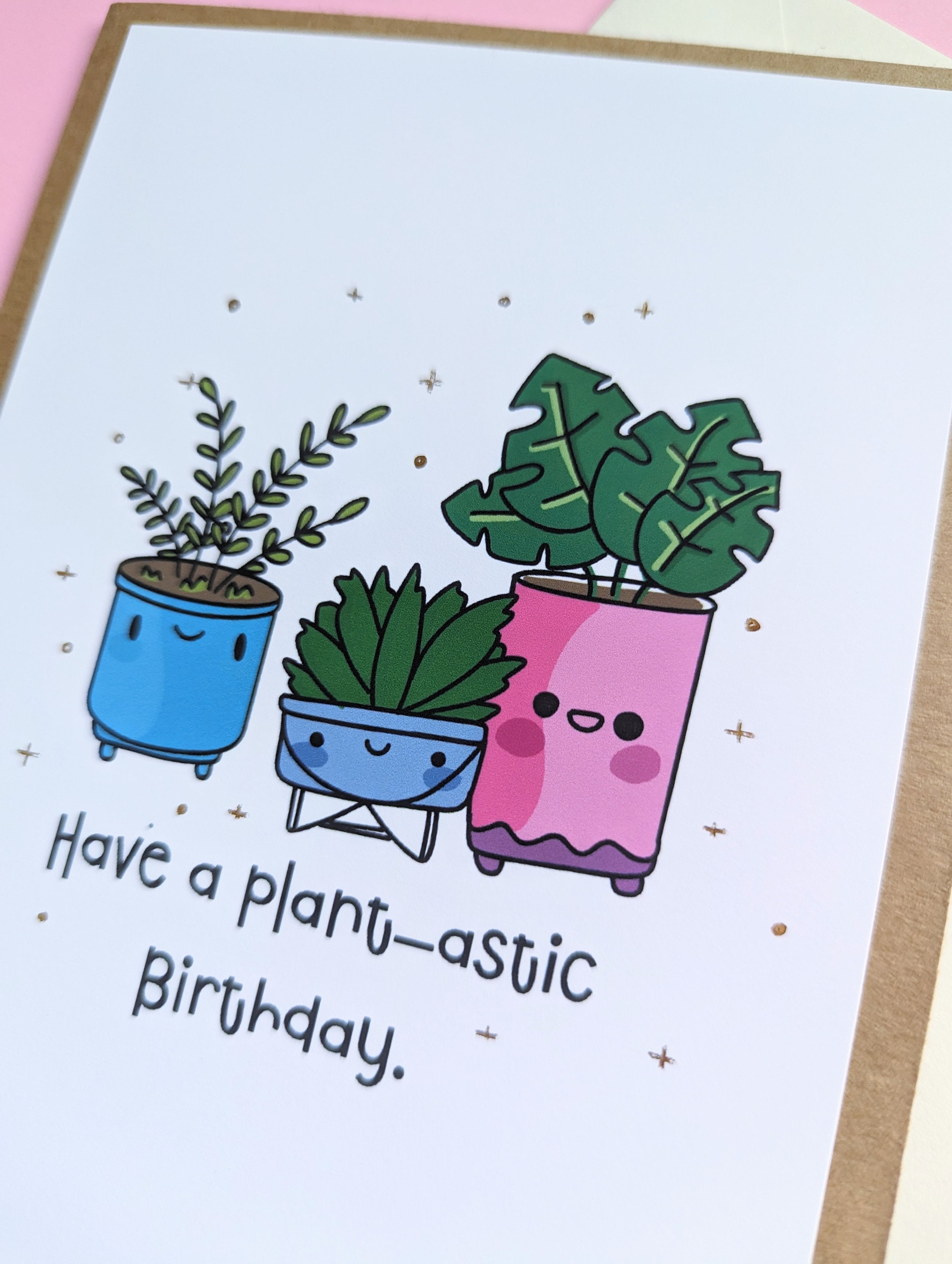 PLANT Lover BIRTHDAY CARD Greeting Card, Cute Planters Handmade ...
