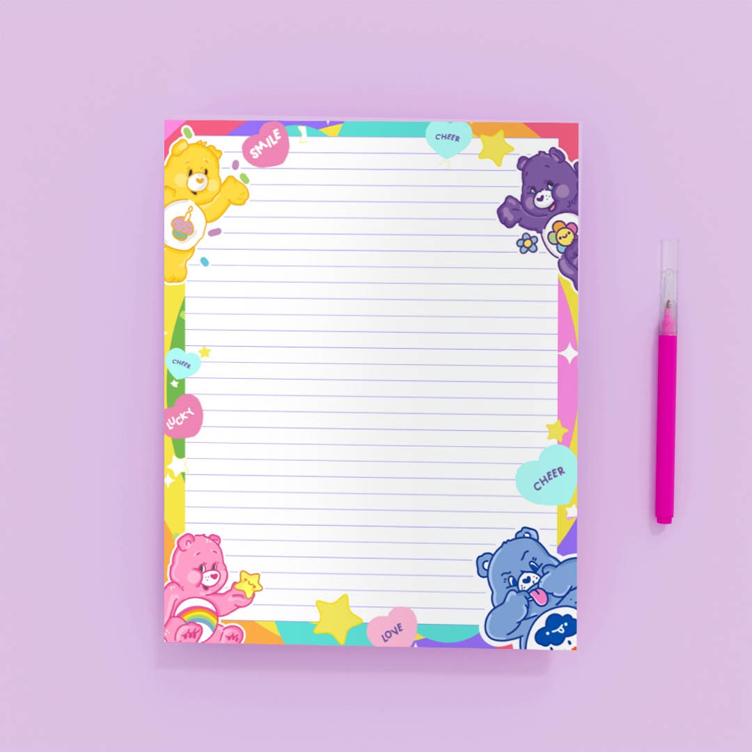 CUTE BEAR COLORFUL Letter Size Notepad 8x11 Inches/ Carebears Lined ...