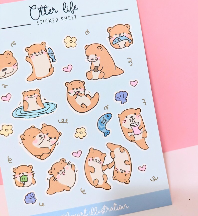 OTTER Life STICKER Sheet / Otter Journal Sticker/ Cute Otter Stickers ...
