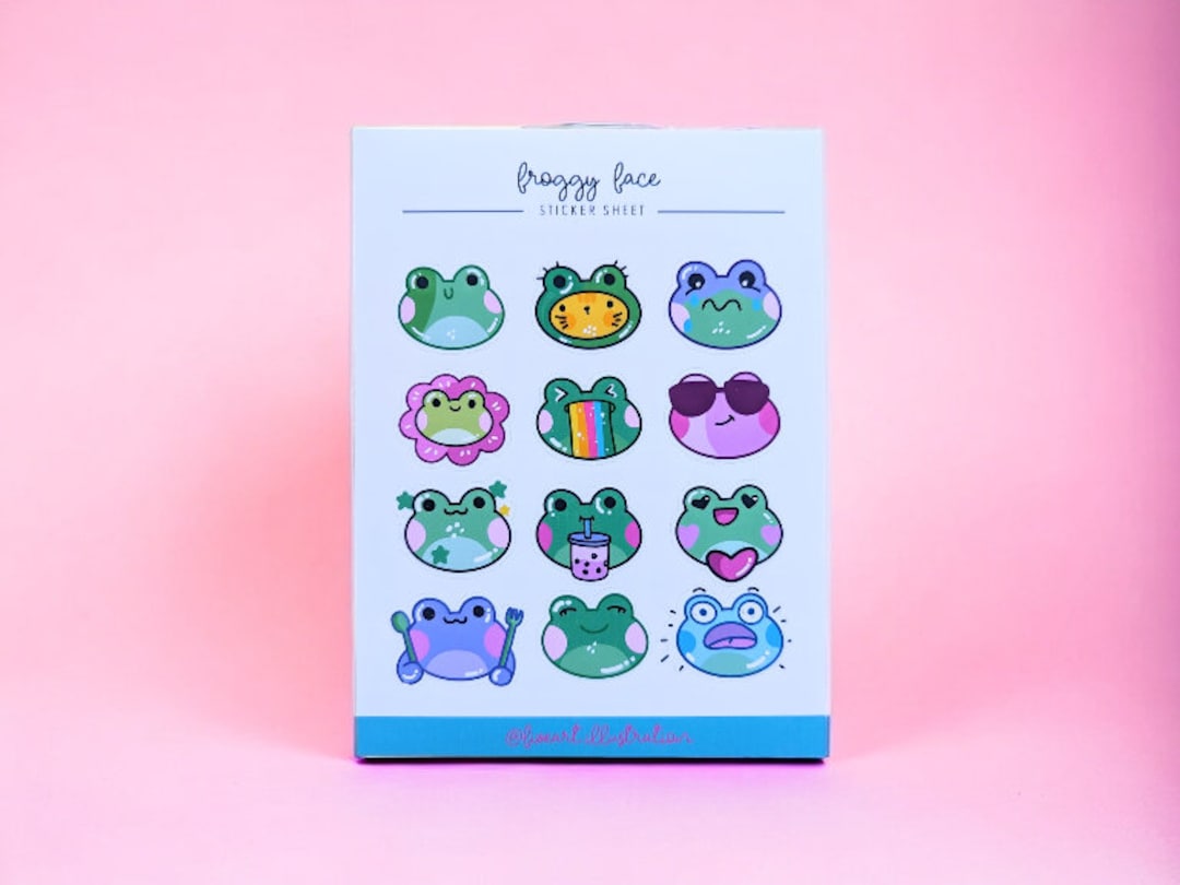 FROG EMOTICONS STICKER Sheet / Happy Frogs Journal Sticker/ Cute Frogs ...