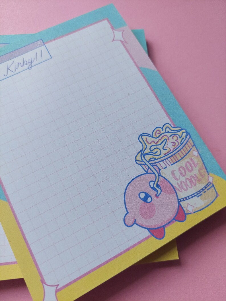 KIRBY NOODLES NOTEPAD/ Kawaii Notes /pad Memo - Etsy