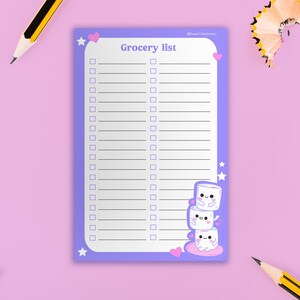 MARSHMALLOW SHOPPING LIST/ Kawaii Notes / Cute Marshmallow Notepad - Etsy