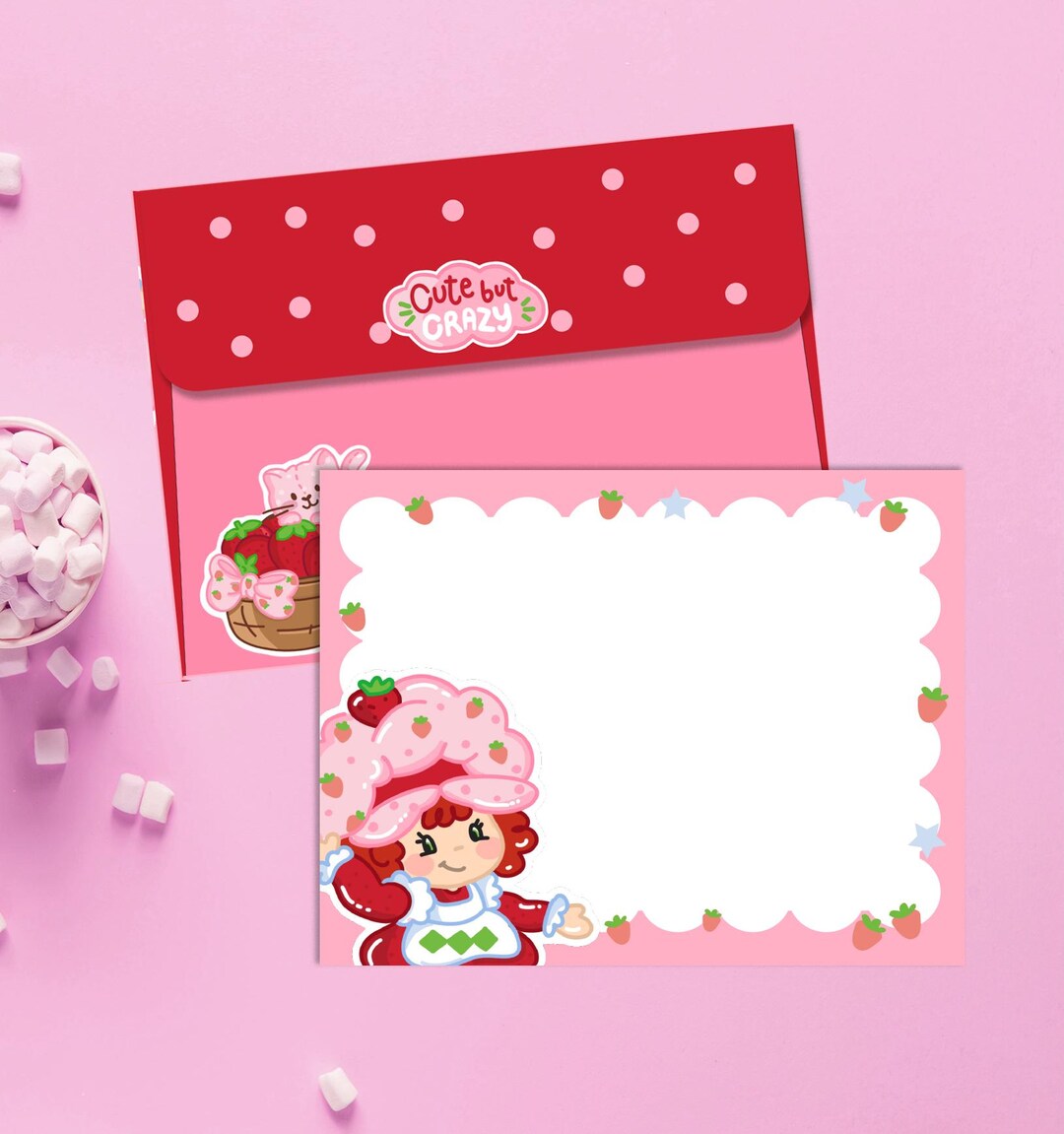 STRAWBERRY Writing Set 8 Lined Paper A5 With 3 Envelopes / Penpal ...