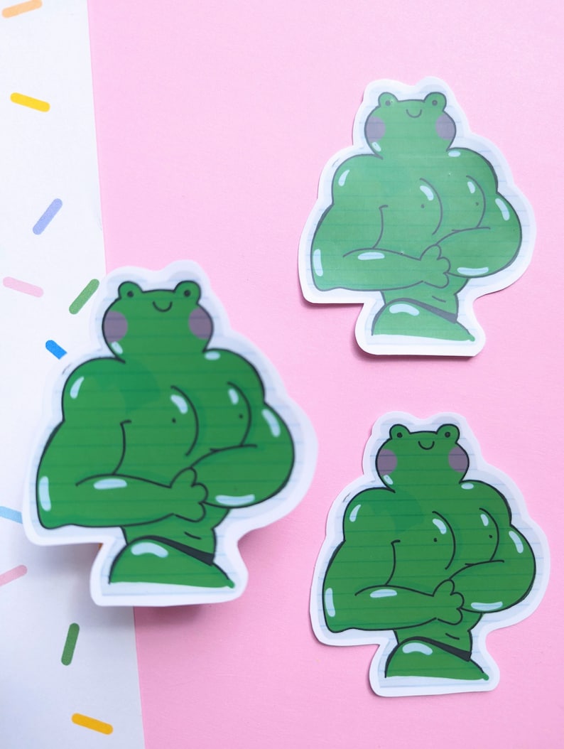BUFF FROG STICKER / Frog Lover Sticker - Etsy