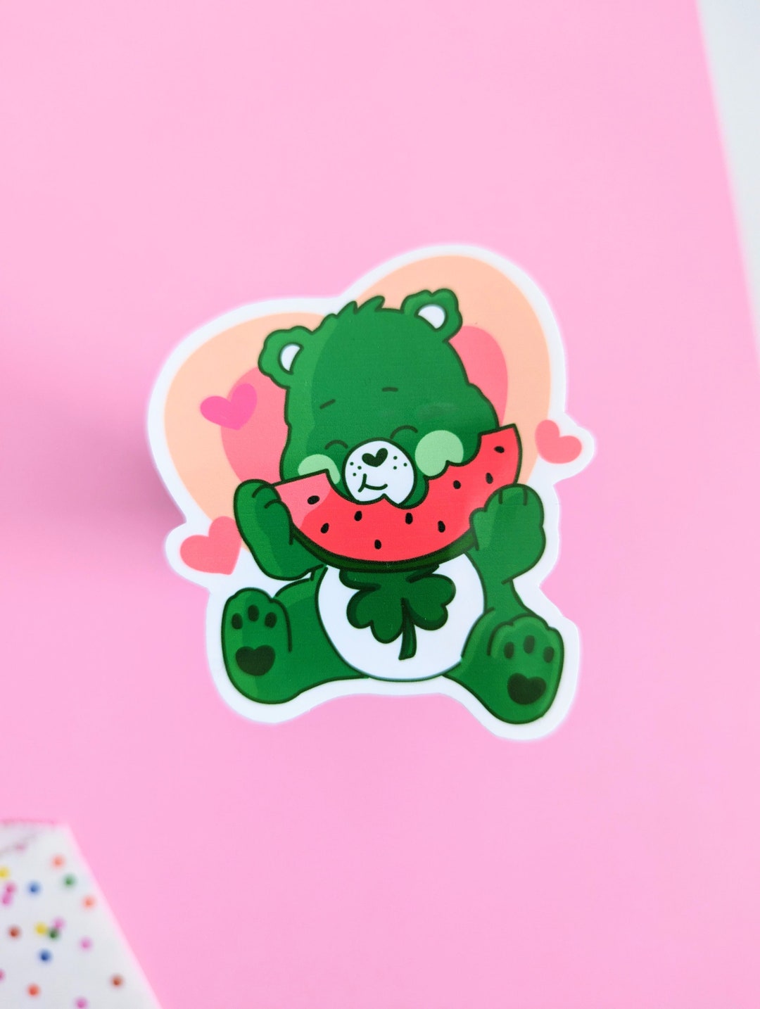 Watermelon Fresh Care Bears Sticker / Green Cute Bear Sticker/ Happy ...