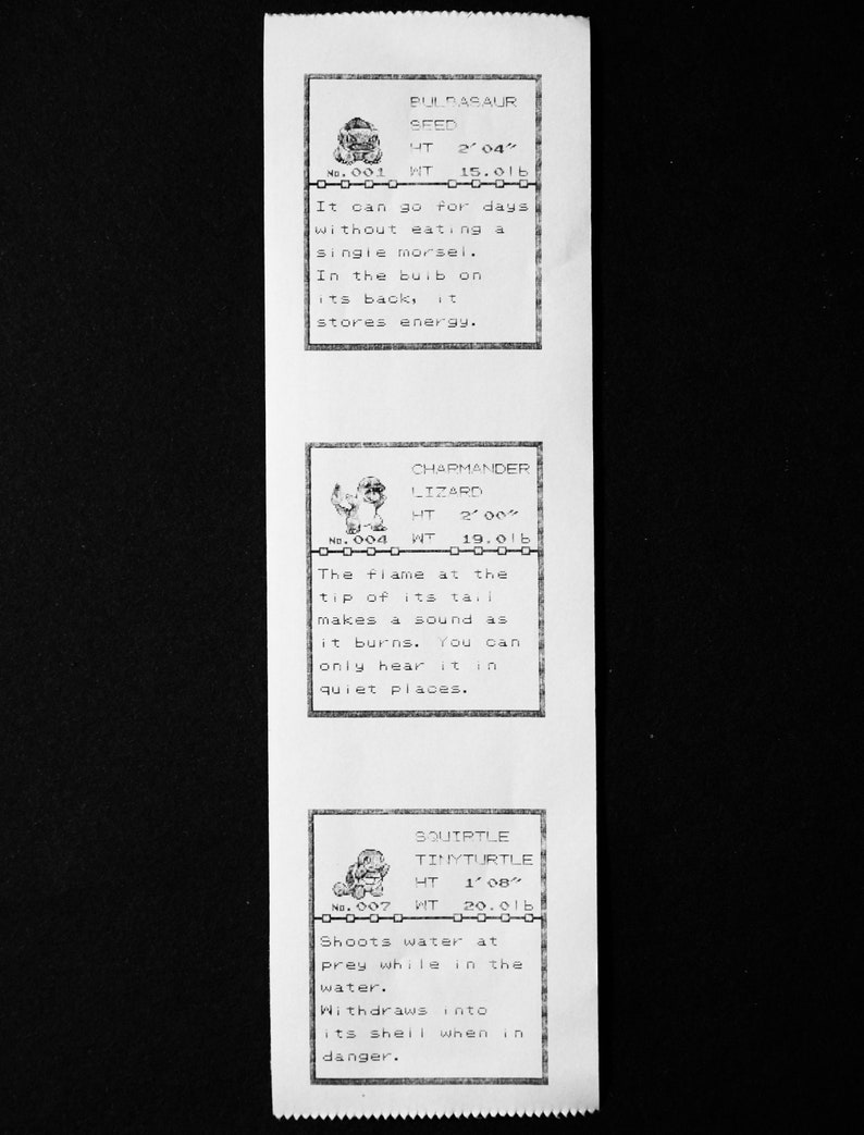 6x 1st Gen Pokémon Pokédex Entry Printout Using Gameboy Pocket Printer ...