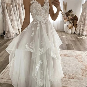 Handkerchief Style Wedding Dress - Etsy