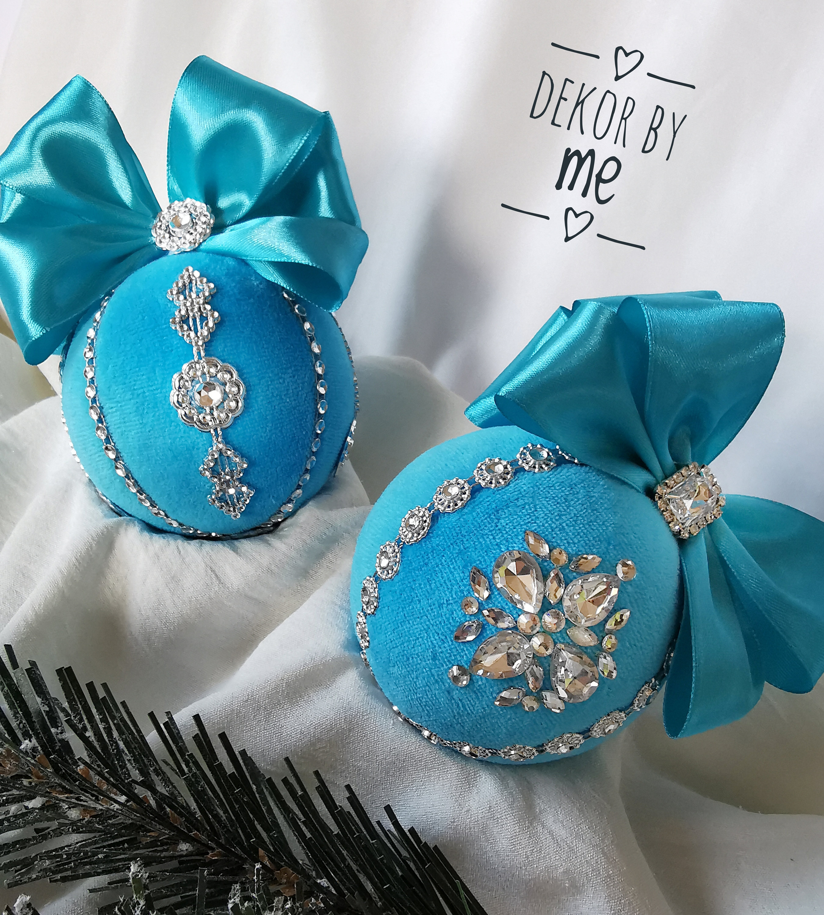SET of 4 Pcs. Elegant Turquoise Blue Christmas Tree Decor/xmas Decor in ...