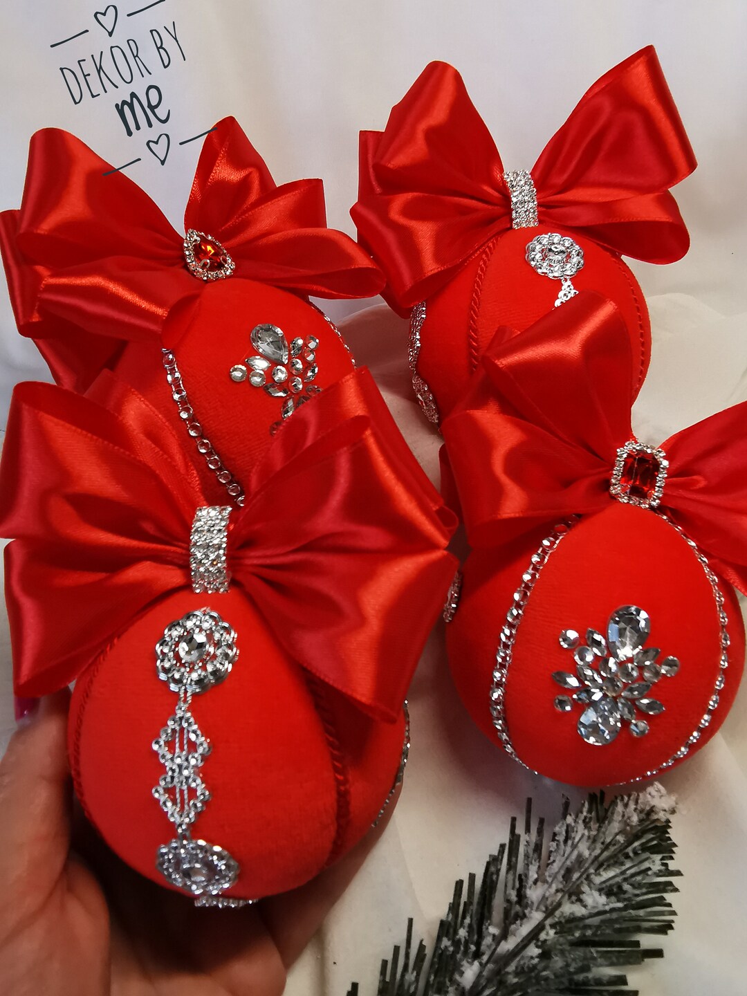 Red Christmas Ornaments/red Xmas Tree Decor - Etsy