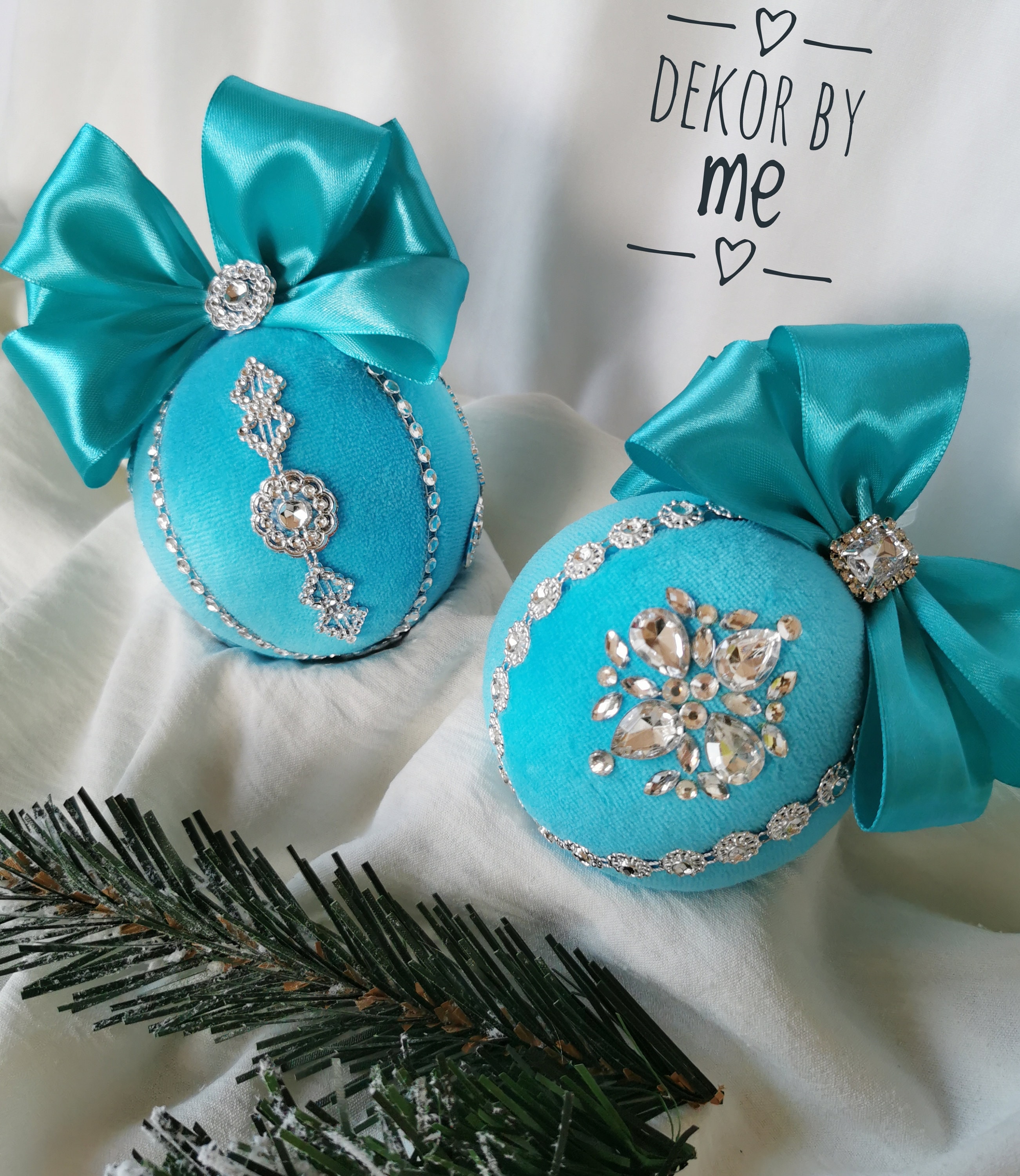 SET of 4 Pcs. Elegant Turquoise Blue Christmas Tree Decor/xmas Decor in ...