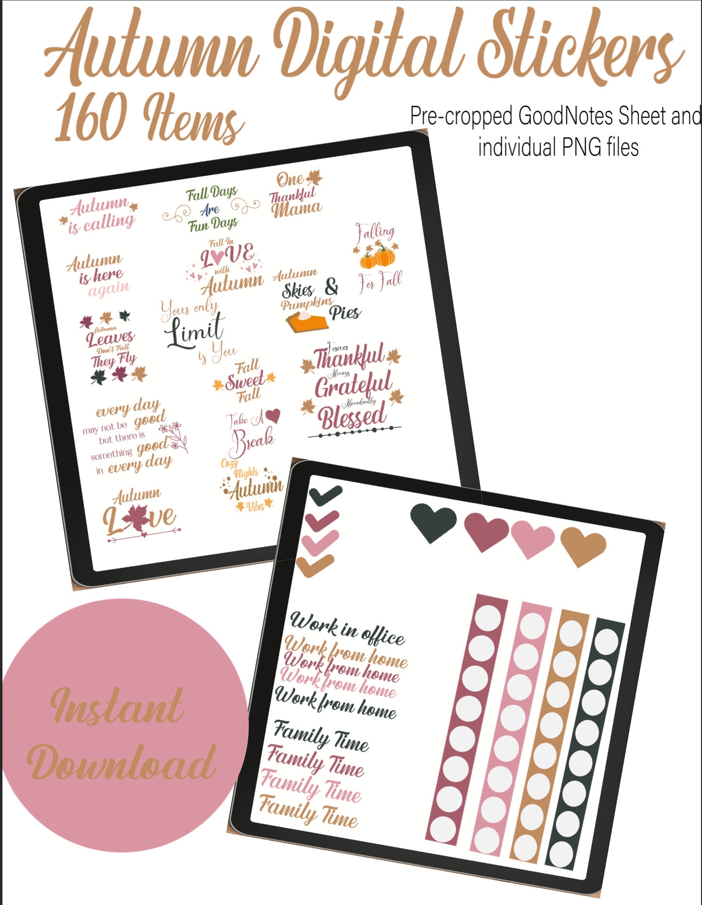 Autumn Digital Stickers Fall Stickers for Planner - Etsy