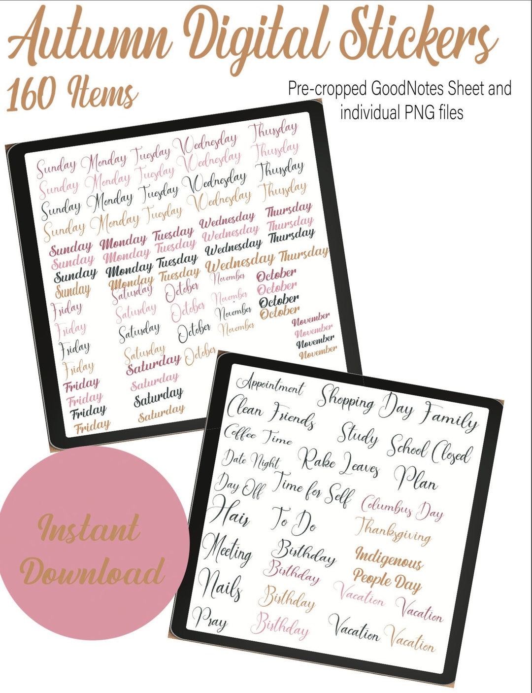 Autumn Digital Stickers Fall Stickers for Planner - Etsy