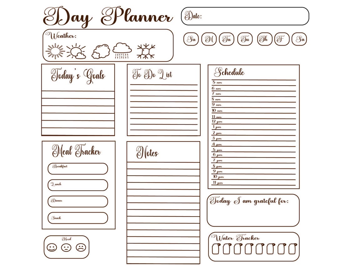 Daily to Do List Printable, Instant Download, Digital Planner, Day ...