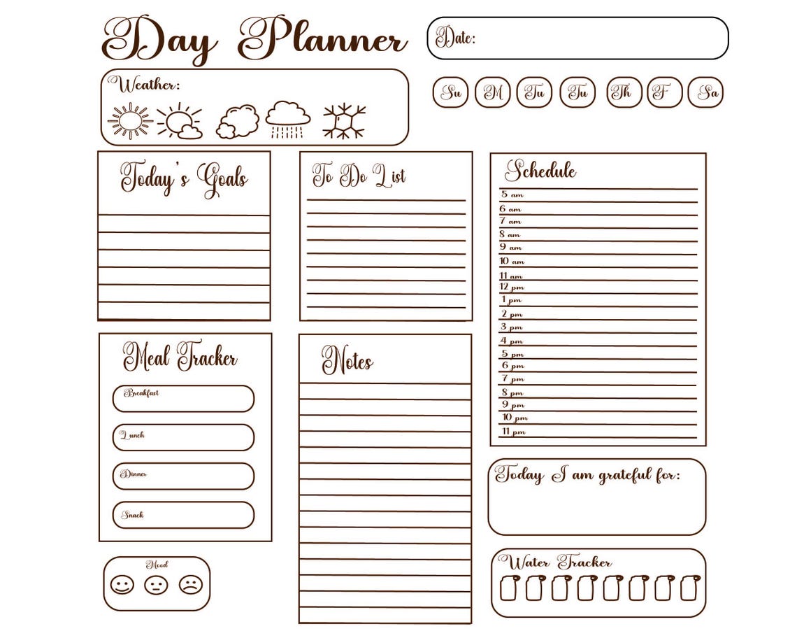 Daily to Do List Printable, Instant Download, Digital Planner, Day ...