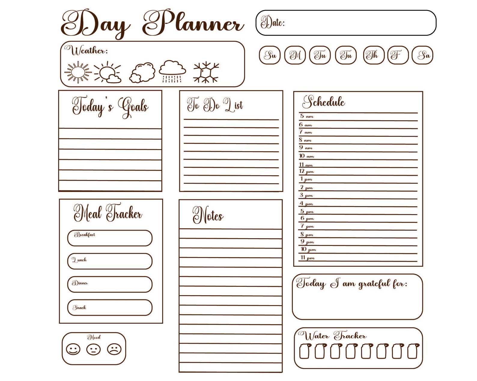 Daily to Do List Printable, Instant Download, Digital Planner, Day ...