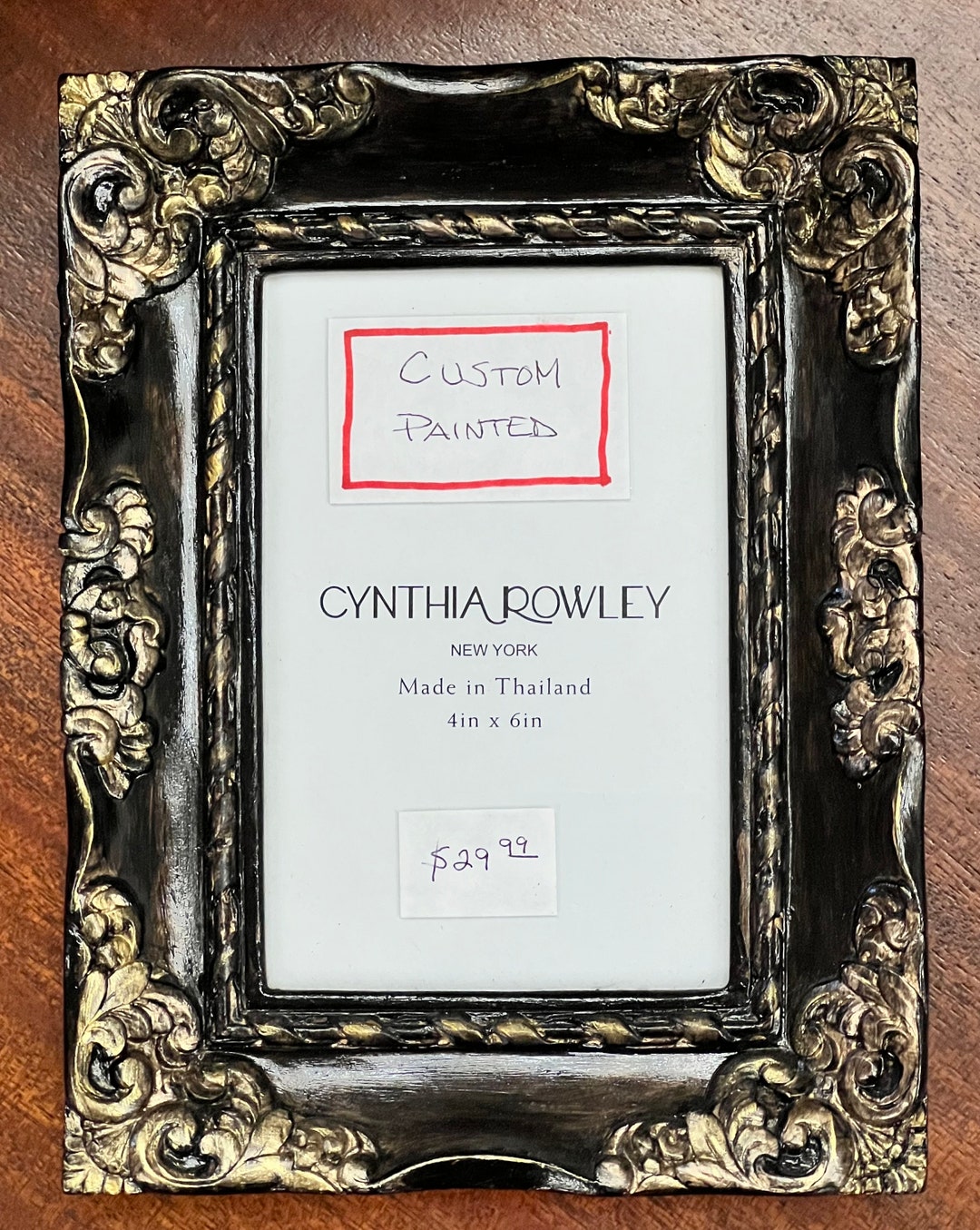 Beautiful Wood Frame With Raised Accents Black With Bronze Accents ...