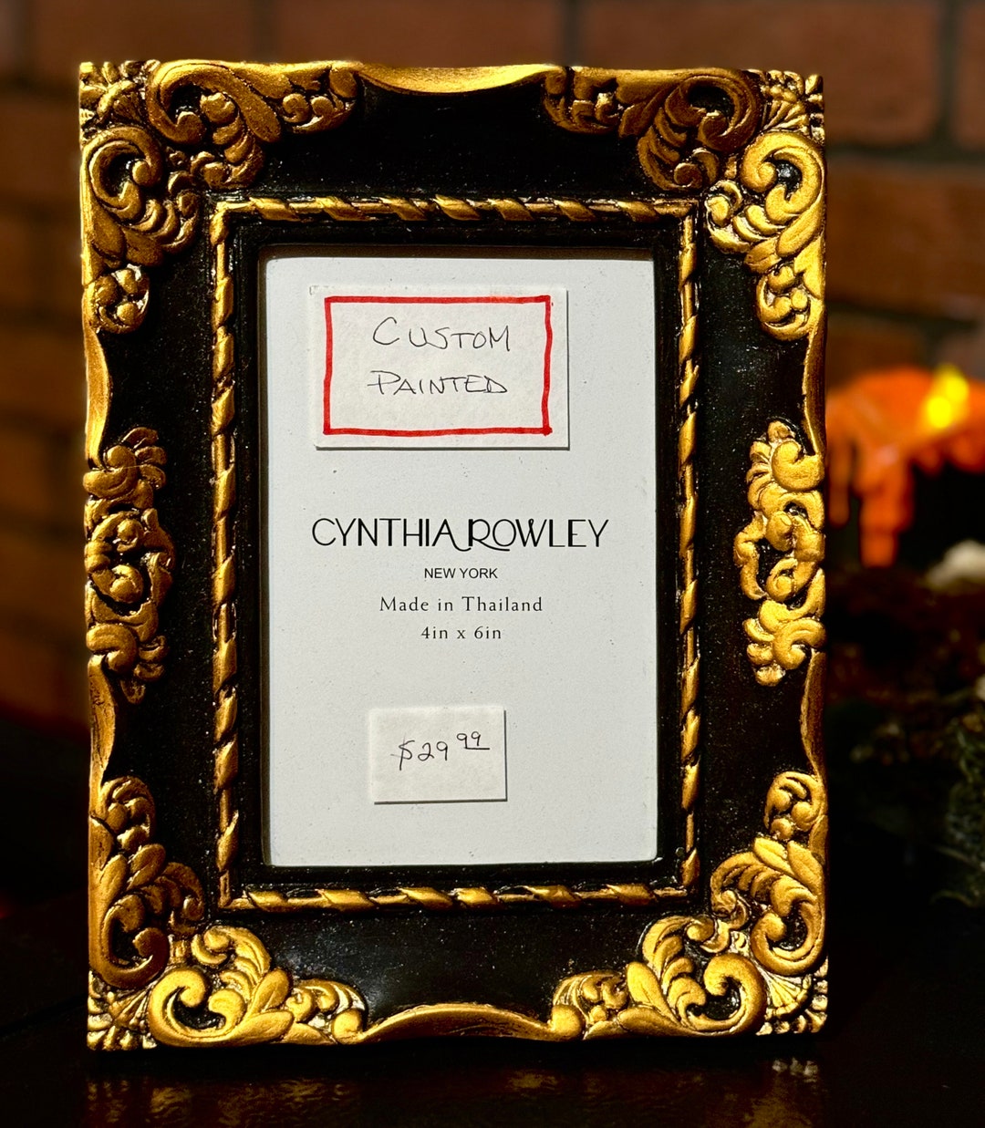Beautiful Wood Frame With Raised Accents - Black With Bronze Accents ...