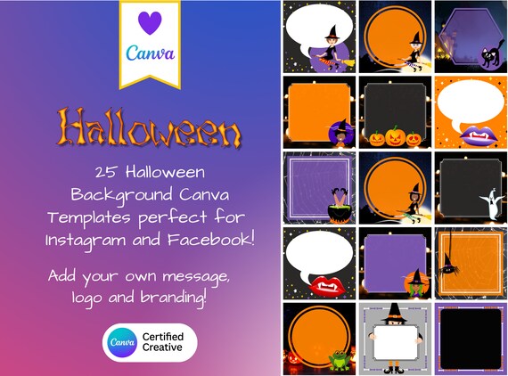 25 Halloween Backgrounds Canva Template Posts Instagram Canva - Etsy