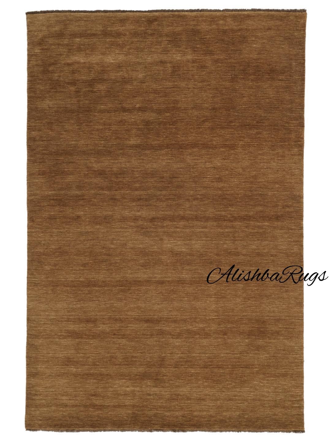 Rust Wool Rug | Hand-loom Solid Area Carpet | Custom Natural Brown Wool ...