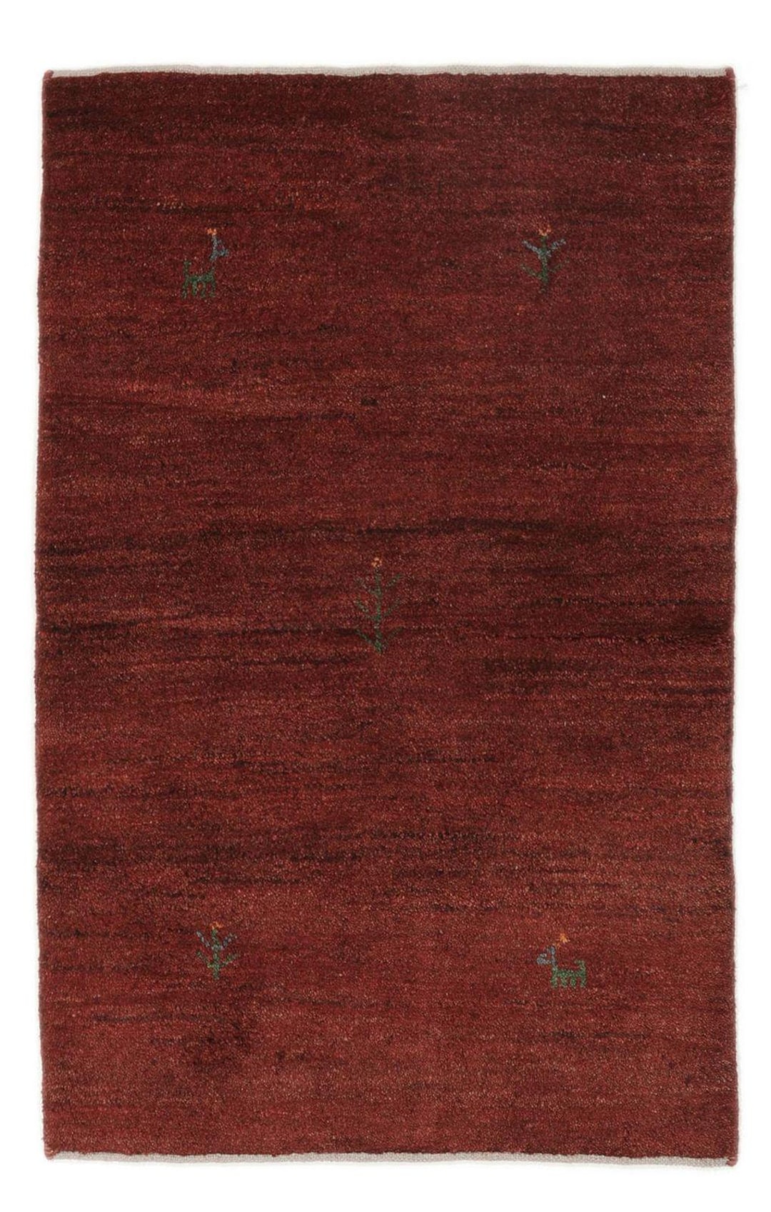 Rust Red Handwoven Gabbeh Rug With Subtle Tribal Motifs – Wool Area Rug ...