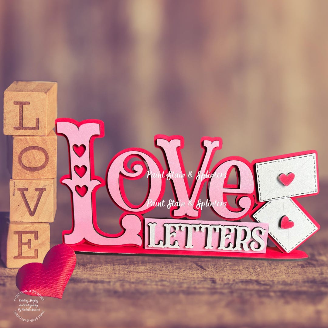Love Letters Word Block Shelf Sitter, Valentine's Day Sign, Winter ...