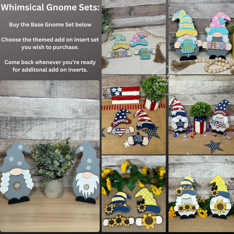 Whimsical 3D Gnome Boy Girl Base Set and Interchangeable Seasonal Add ...