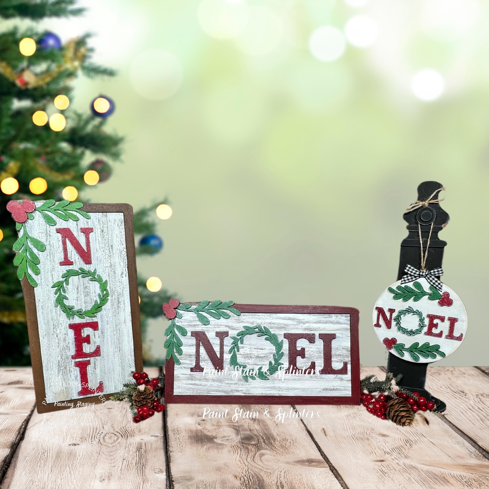 3 Piece Noel Sign Set, 3D Painted Christmas Noel Sign, Noel Ornament ...
