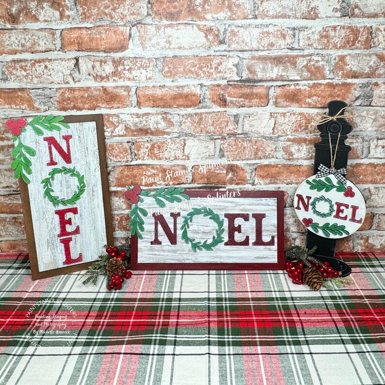 3 Piece Noel Sign Set, 3D Painted Christmas Noel Sign, Noel Ornament ...