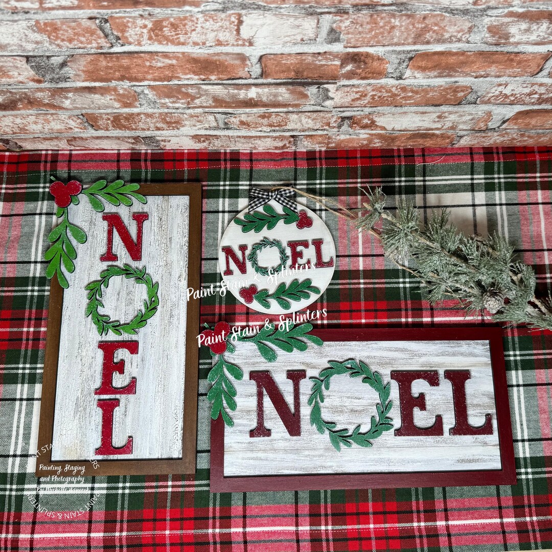 3 Piece Noel Sign Set, 3D Painted Christmas Noel Sign, Noel Ornament ...