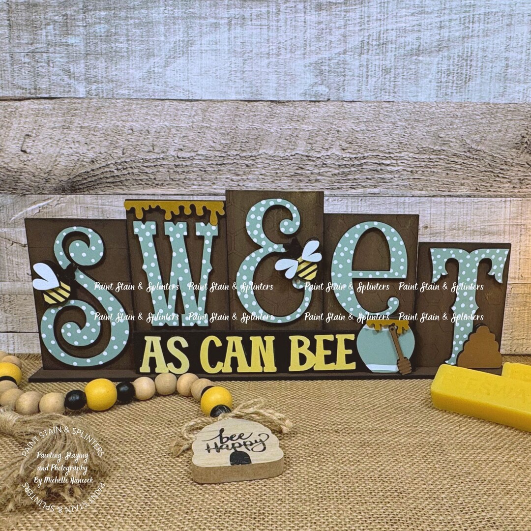 Sweet as Can Bee Word Sign, Bee Word Sign, Honey Word Decor, Bee Mantle ...
