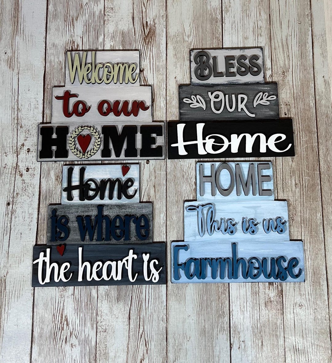 Home Hand Painted 3D Word Stacker Signs Home Sweet Home Sign for Tiered ...
