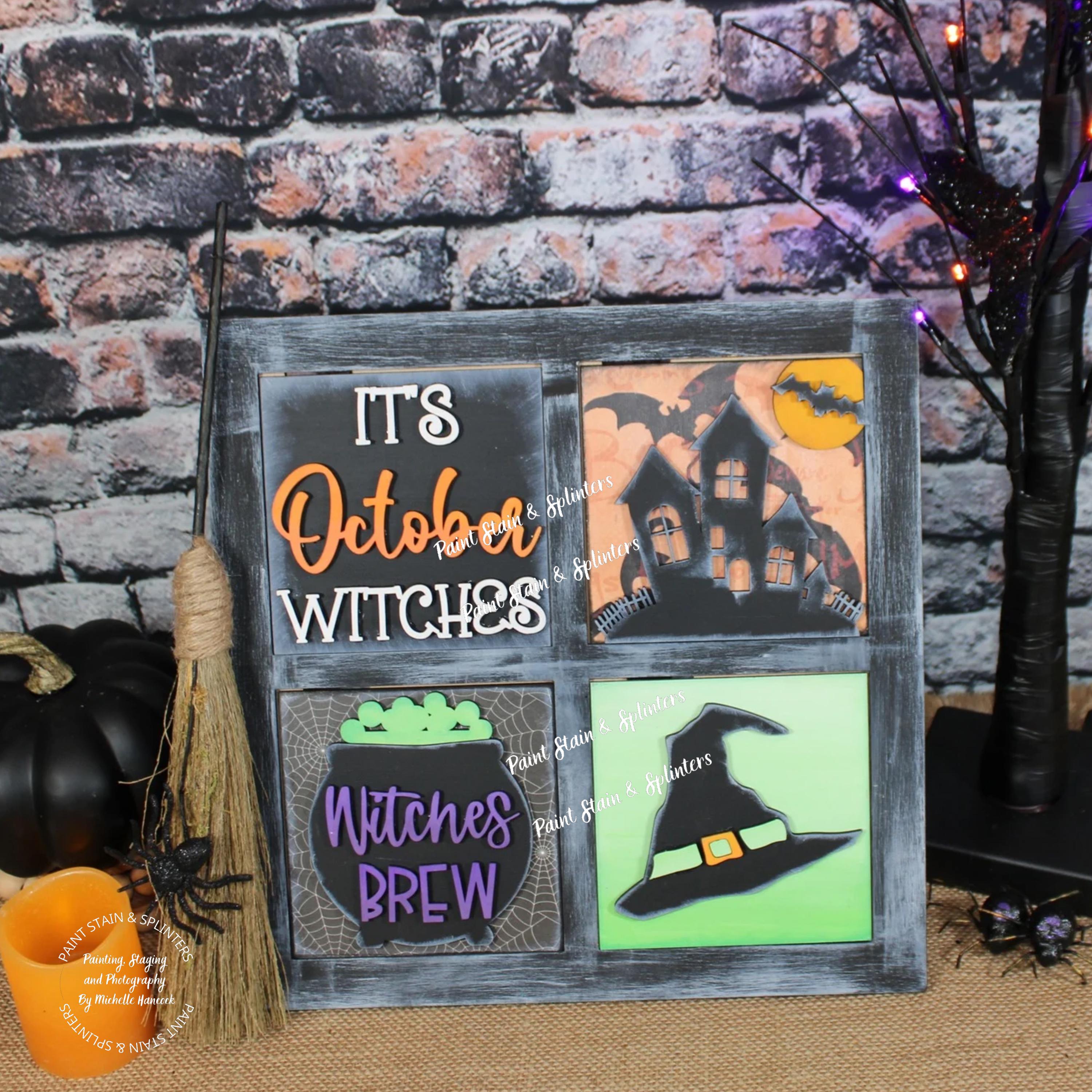 Halloween Tiles, Interchangeable Tiles, Halloween Ladder Tiles Finished ...