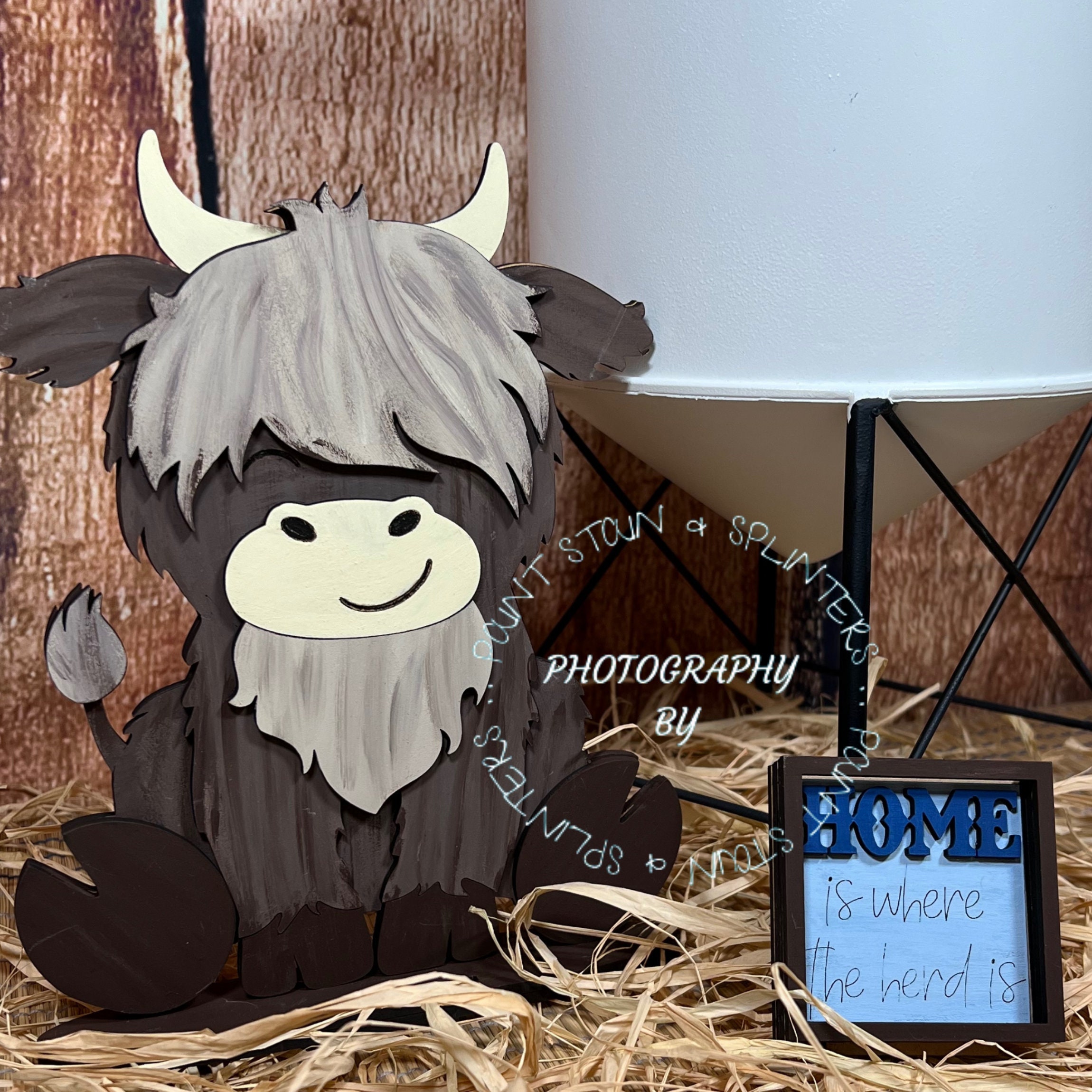 Standing Highland Cow Scottish Cow With Mini Tile and Holder - Etsy
