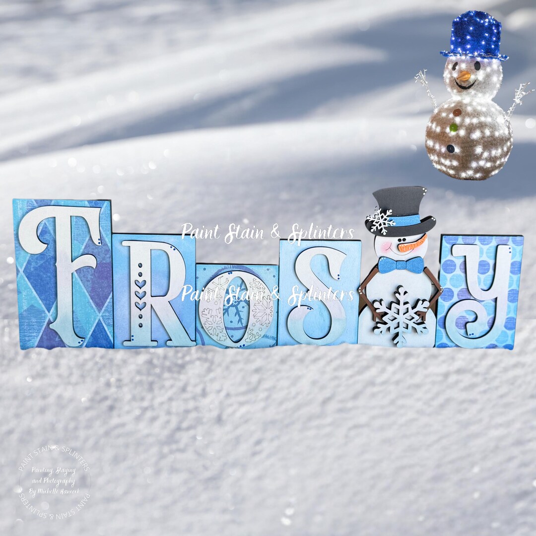 Frosty Word Block Sign, Winter Sign, Snowman Decor, Holiday Sign, Comes ...