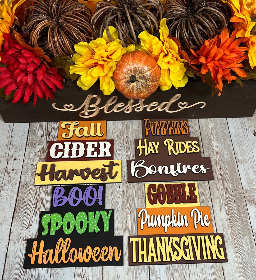 Painted Word Stacker Signs Halloween Fall Autumn Thanksgiving for ...