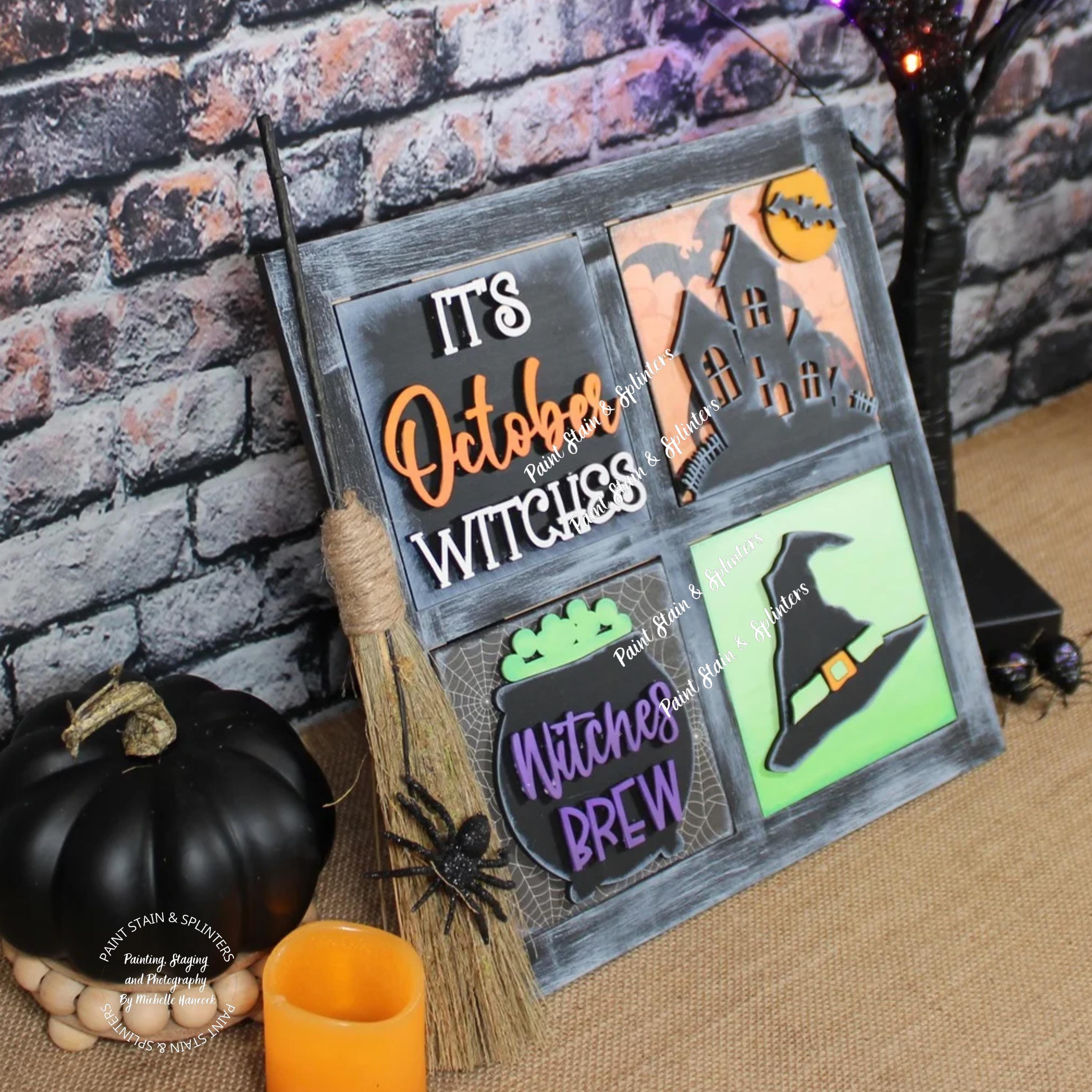 Halloween Tiles, Interchangeable Tiles, Halloween Ladder Tiles Finished ...