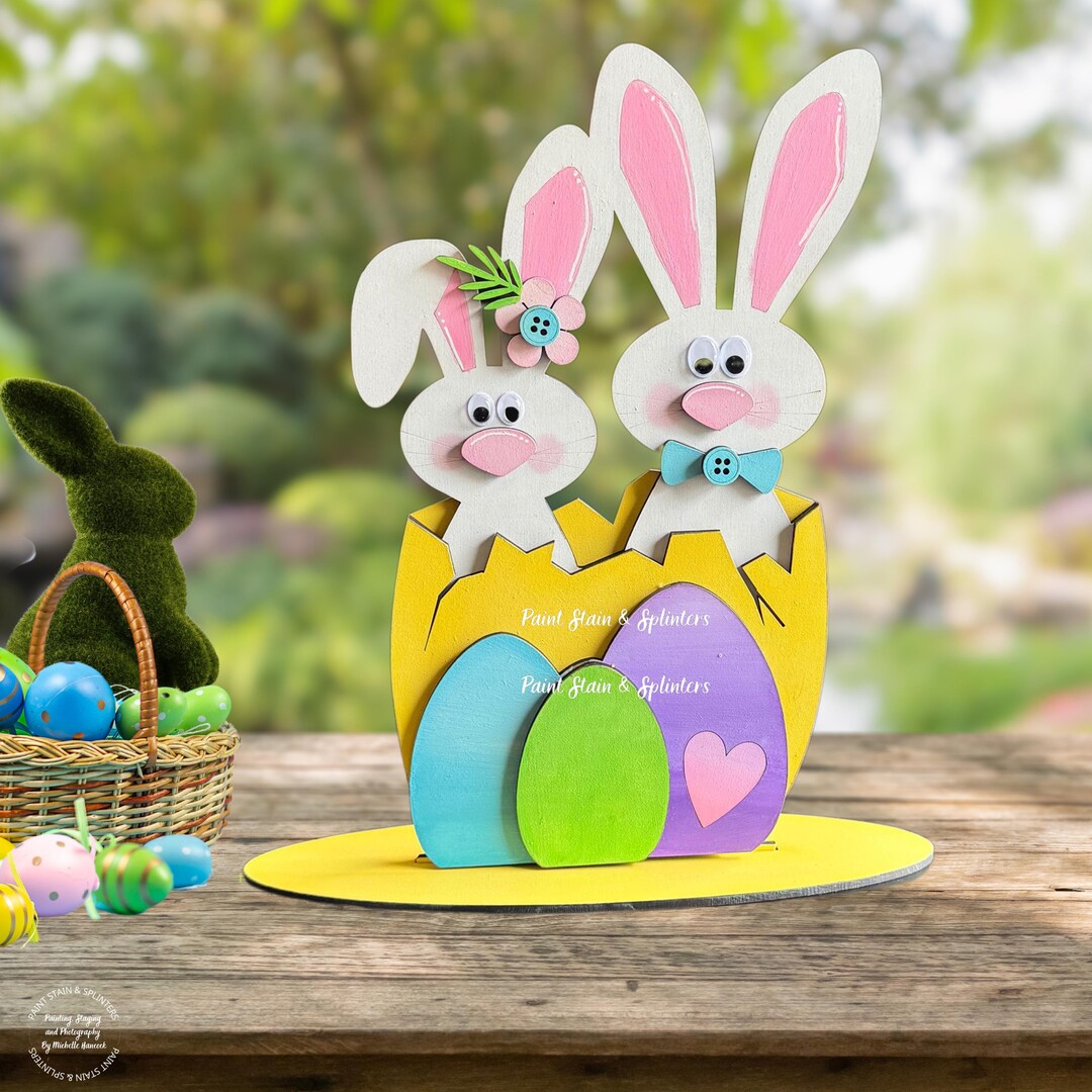 3D Easter Bunny Shelf Sitter, Easter Decor, Easter Eggs Shelf Sitter ...