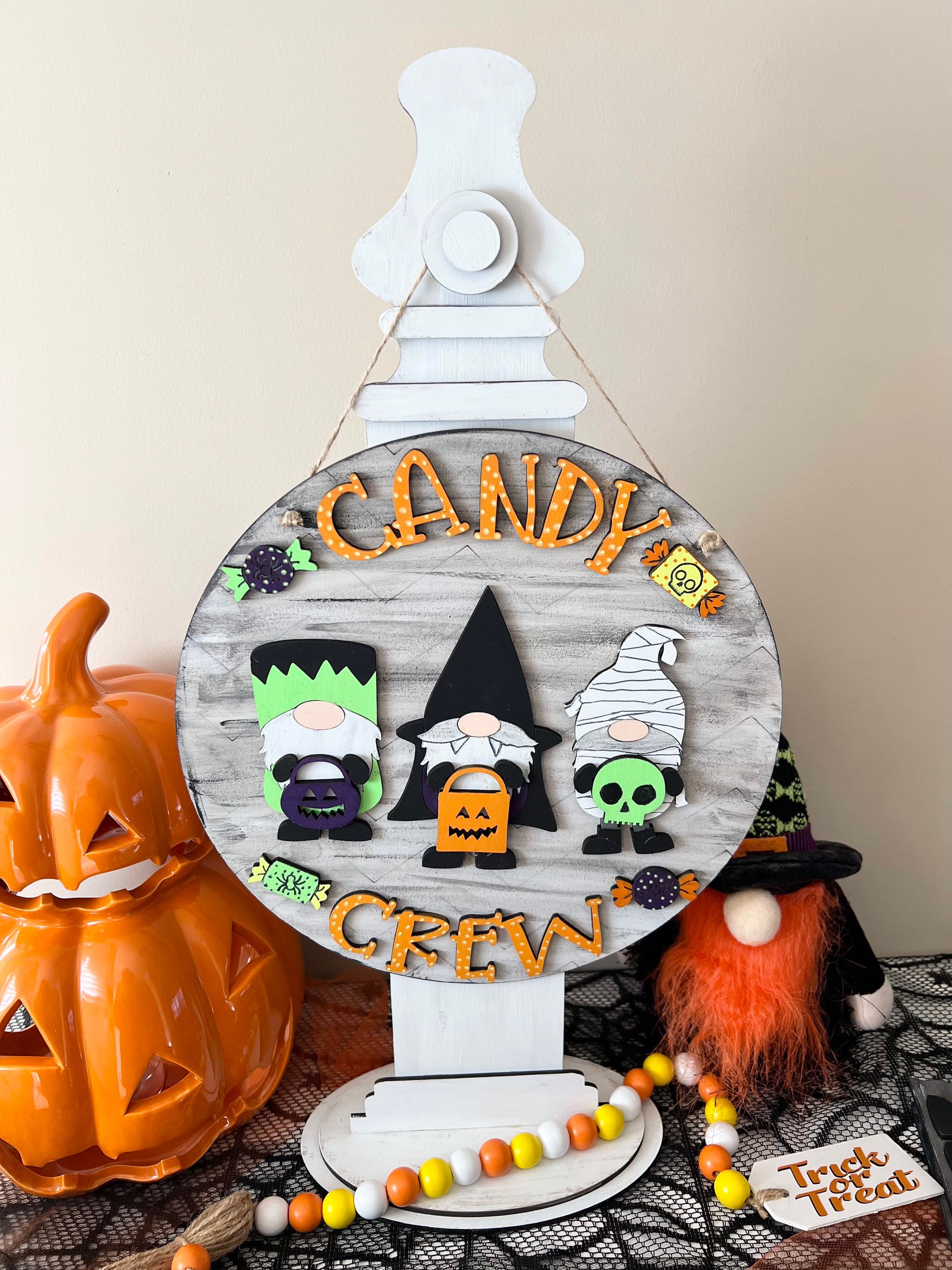 Halloween Gnomes 10" Candy Crew Round Sign - Etsy