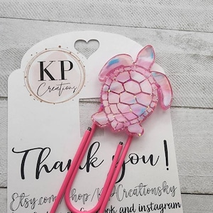 Turtle Jumbo Paper Clip/pink Turtle Bookmark/girly Turtle Paper Clip ...