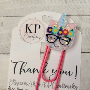 Cute Unicorn Jumbo Paper Clip/unicorn Bookmark/girly Rainbow Unicorn ...