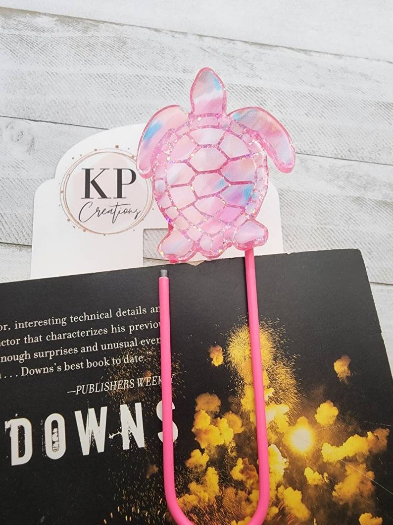 Pink Turtle Paper Clip Bookmark: Glitter Acrylic Jumbo Clip - Etsy