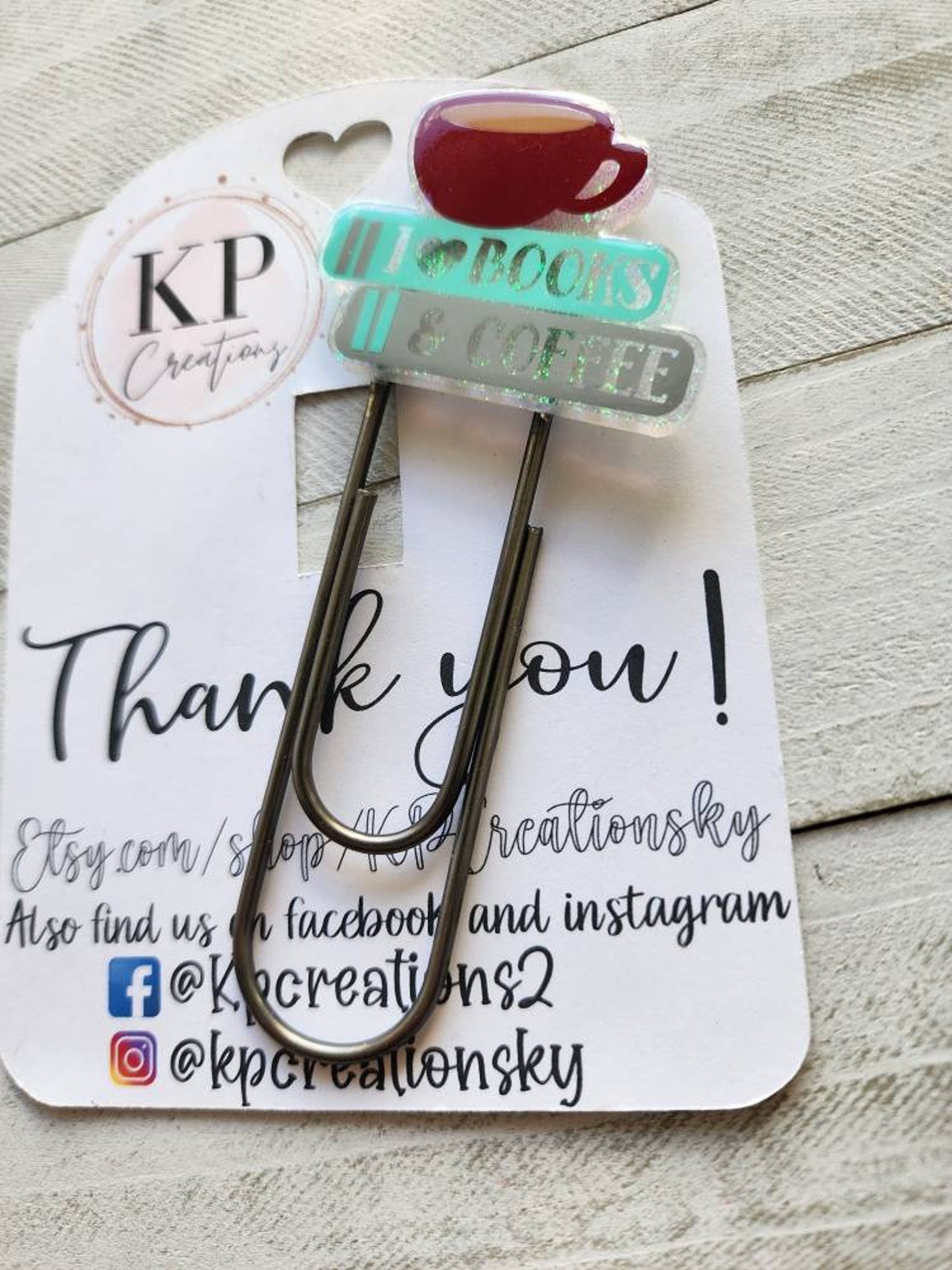 I Love Books and Coffee Jumbo Paper Clip/book Lover - Etsy