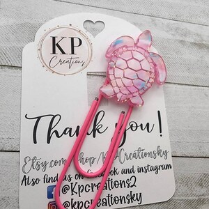 Turtle Jumbo Paper Clip/pink Turtle Bookmark/girly Turtle Paper Clip ...