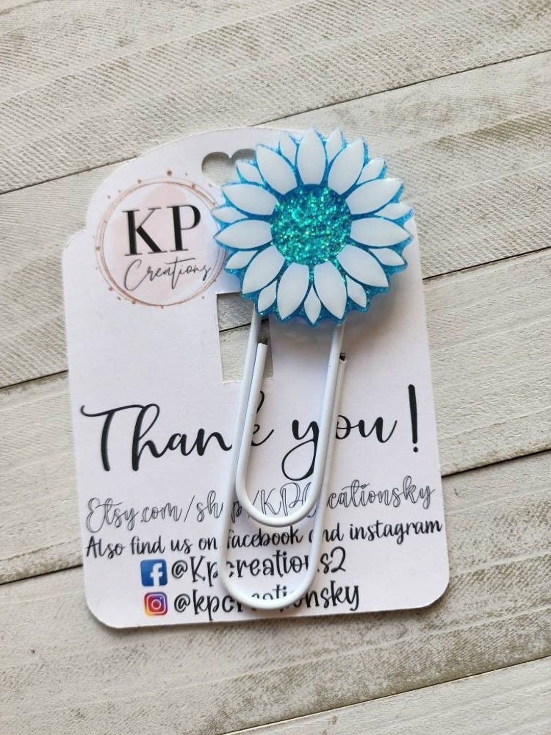 Sunflower Jumbo Paper Clip/sunflower Bookmark/blue and White Sunflower ...